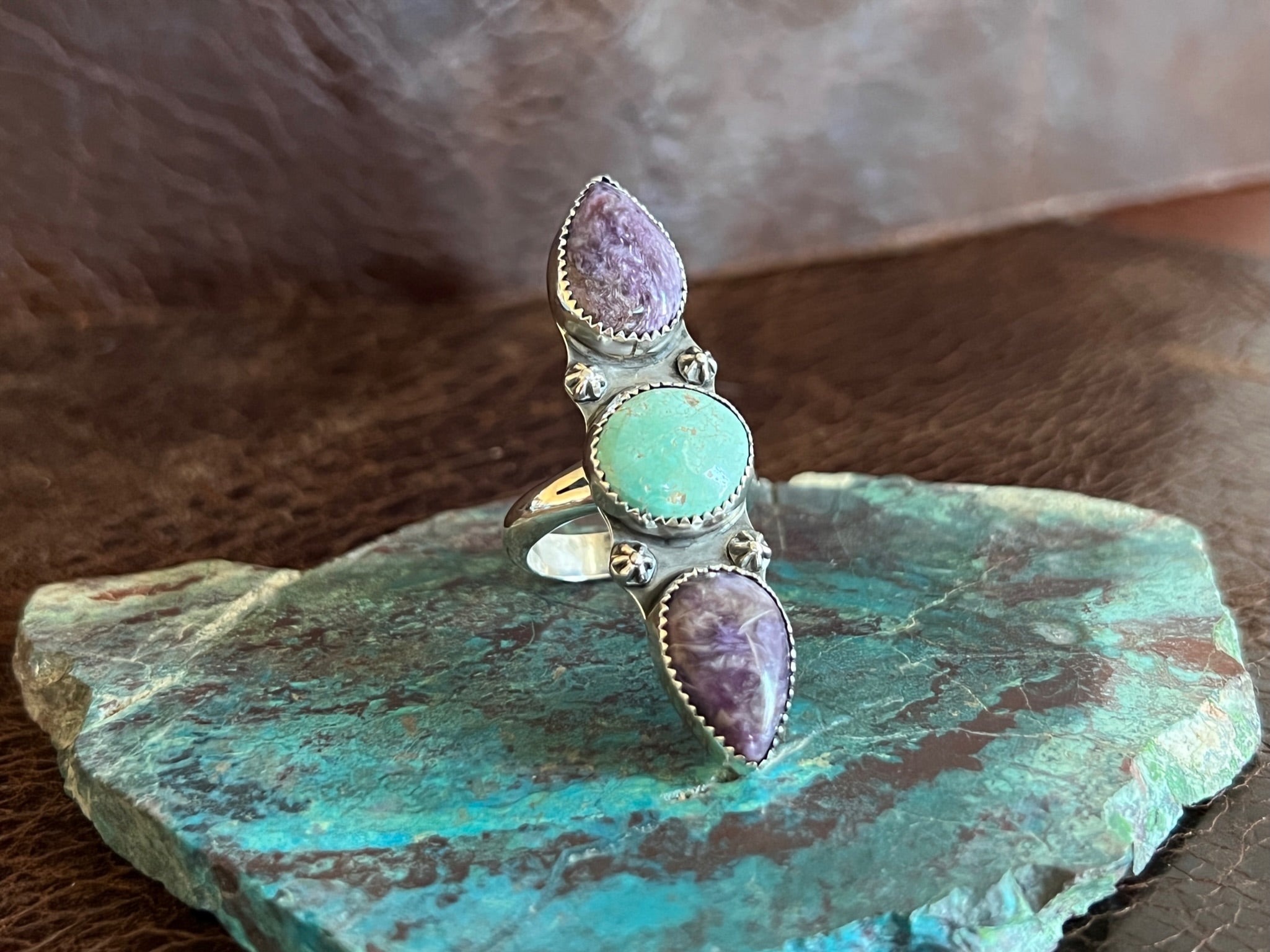 Charoite & Hidden Valley Turquoise RIng – Fresh Fire Trading